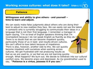 TMA World Viewpoint: Working Successfully Across Cultures | PDF