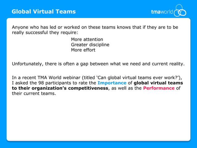 TMA World Viewpoint Global Virtual Teams | PDF
