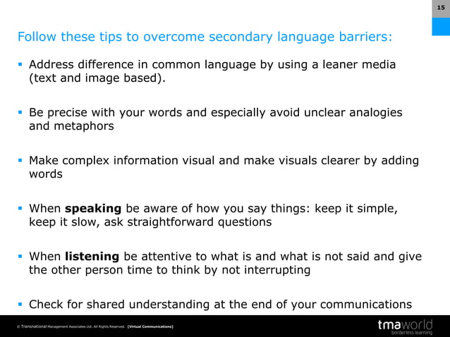 TMA World: A Guide to Effective Virtual Communications | PDF