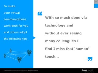 TMA World: A Guide to Effective Virtual Communications | PDF