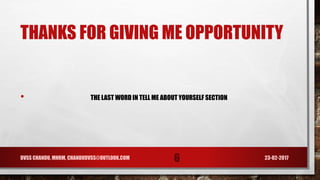 Tell me about yourself framing the best answer | PPT