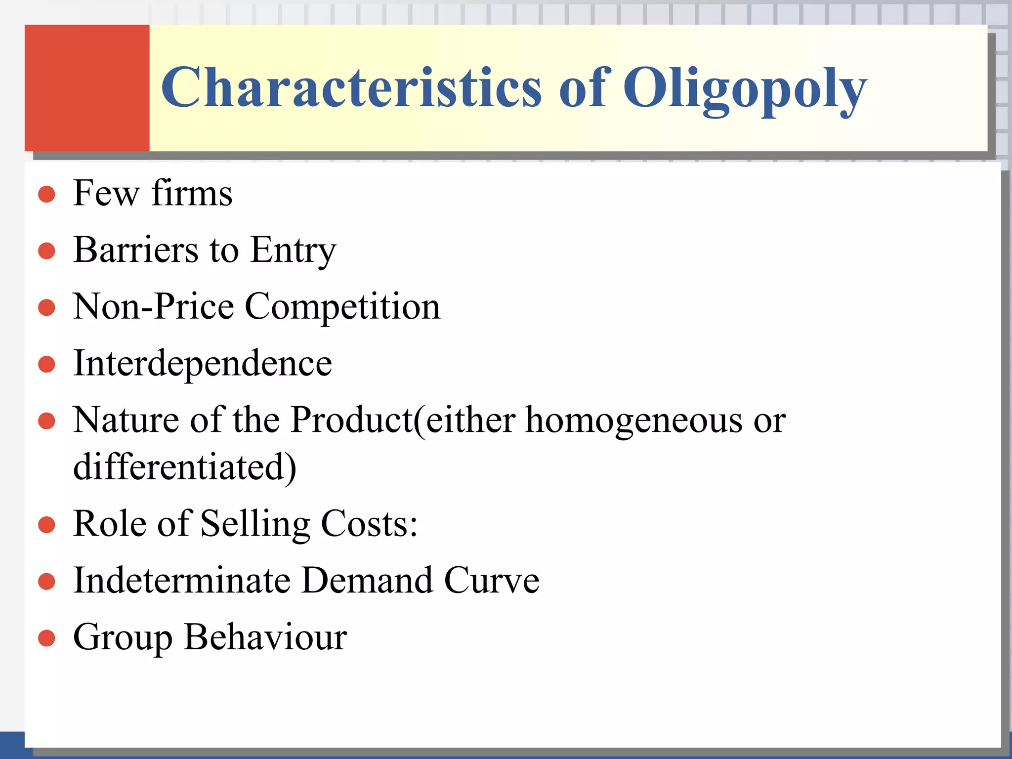 Oligopolistic Competitive Market Structure | PPT