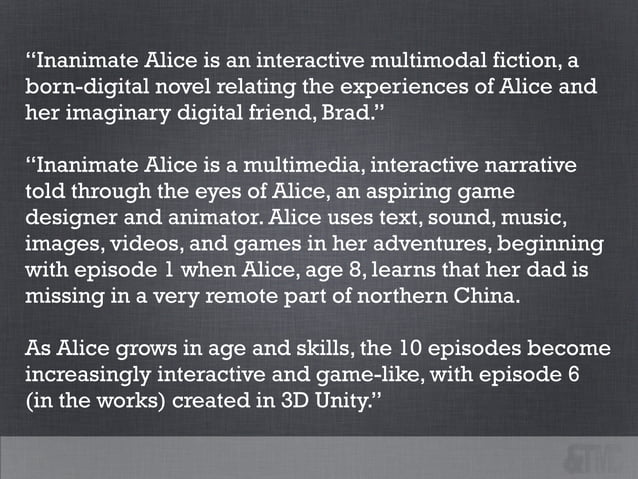 TMC Inanimate Alice Case Study: Transmedia & the Future of Digital ...