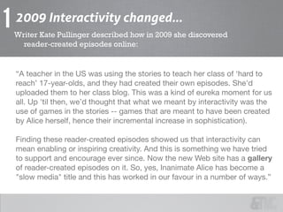 TMC Inanimate Alice Case Study: Transmedia & the Future of Digital ...