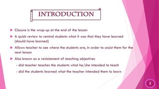 Closure part in Teaching and Learning Session | PDF
