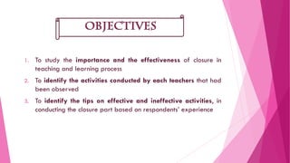 Closure part in Teaching and Learning Session | PDF