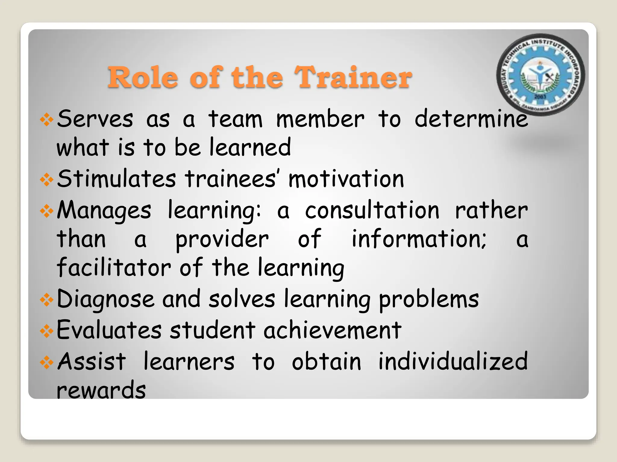 TRAINER METHODOLOGY COURSEPOWER POINT ().ppt