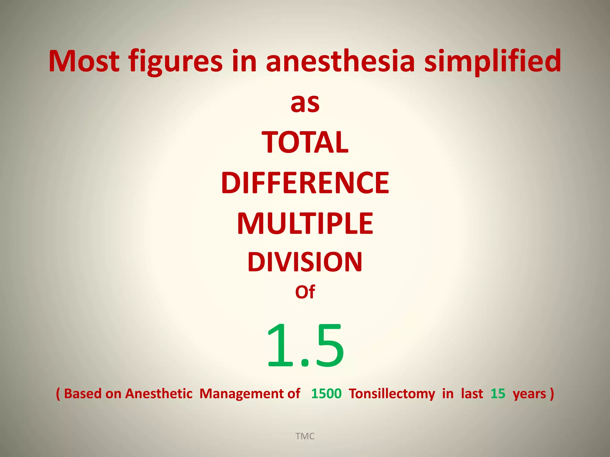 magic of 1.5 in management of anesthesia in tonsillectomy | PPT