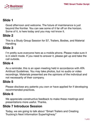 S7 Smart Trailer Introduction Script | PDF | Logistics and ...