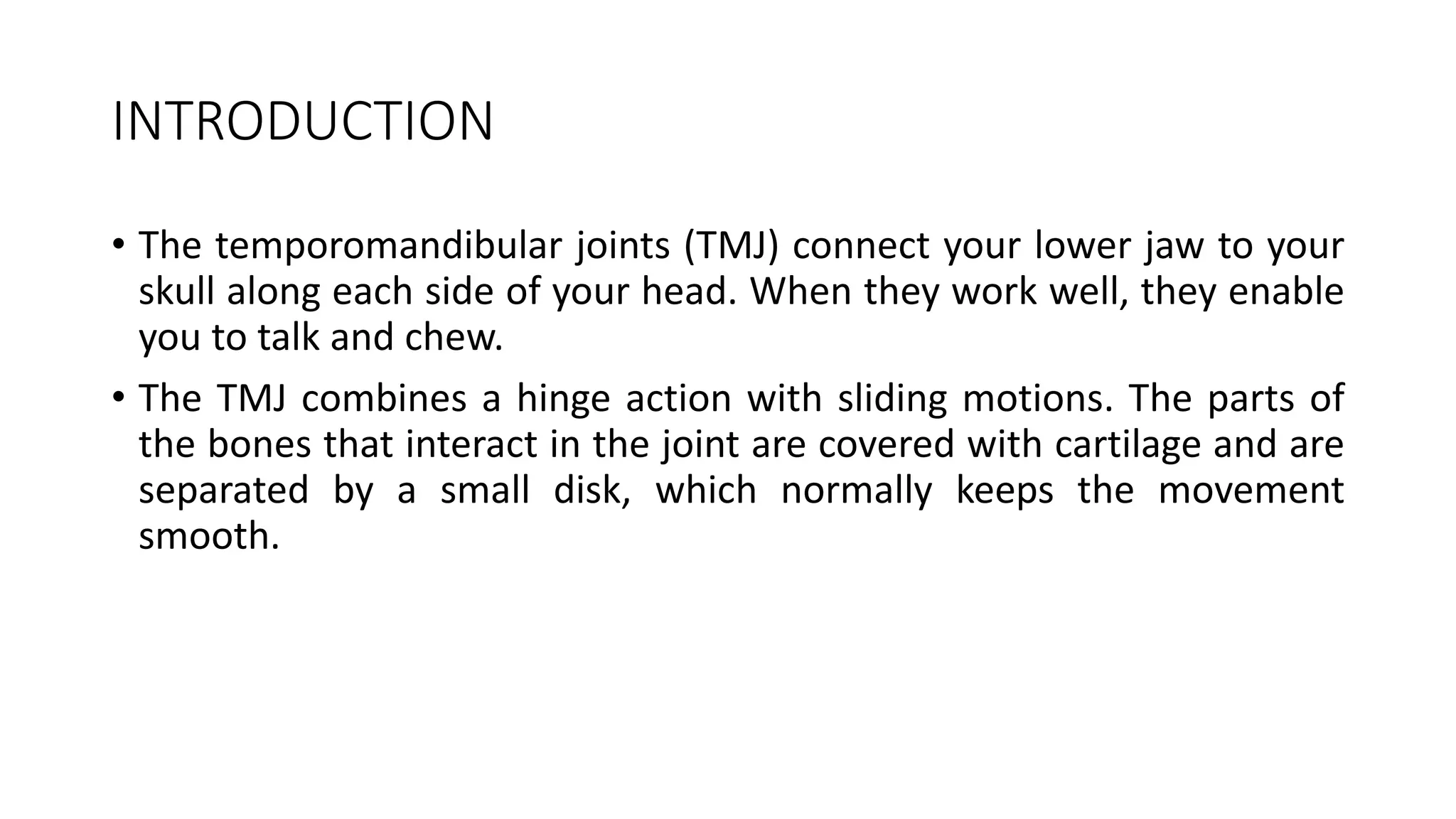 Temporomandibular Joint Disorders (TMD) | PPTX
