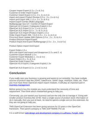 Top 8 OpenCart Bulk Import Export Modules | PDF | Business | Business and Finance