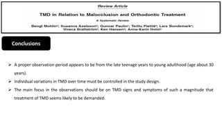 TMD in Relation to Malocclusion and Orthodontic Treatment BY Mohlin et ...