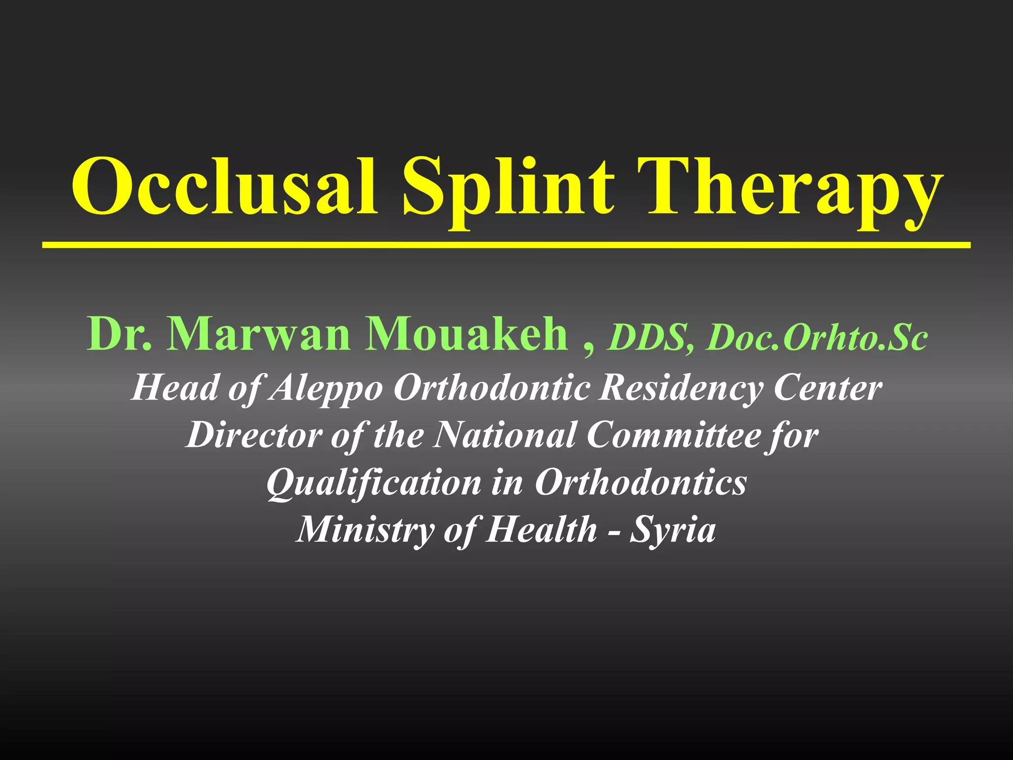 TMD's and occlusal splint therapy | PDF | Bone and Joint Conditions ...