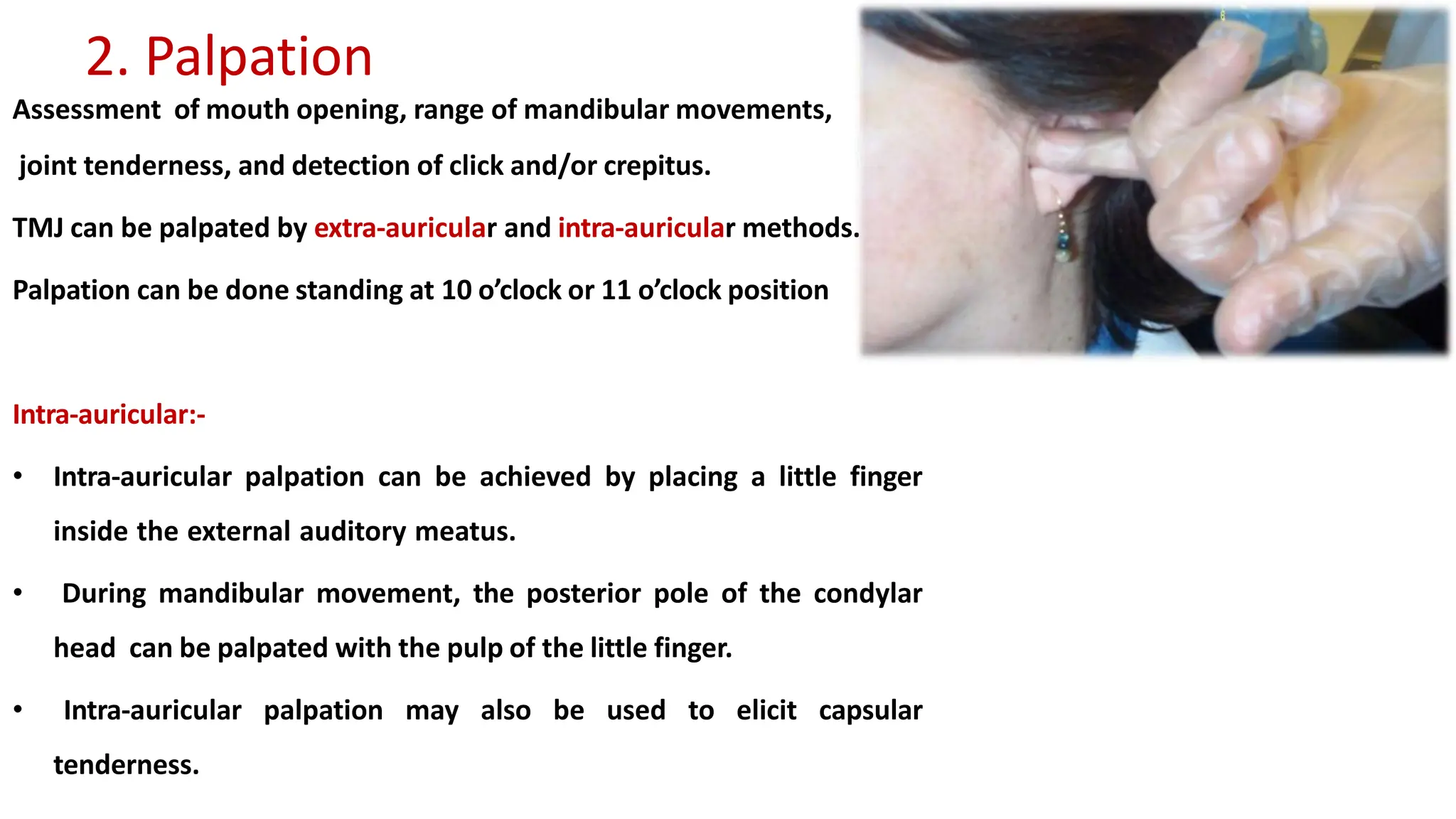 TMDs Assesment and management og TMJ disorders, TMJ mobilization | PPTX