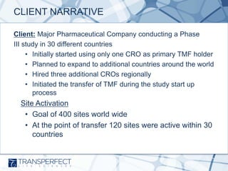 Mid-Study Transition of a Global Study: Migration from Paper TMF to ...