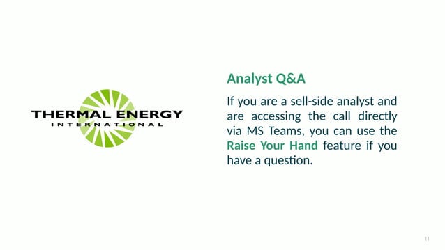 Thermal Energy International - TMG - Q2 2025 Earnings Call Slides | PPTX