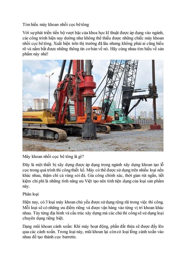 Tìm hiểu máy khoan nhồi cọc bê tông | PDF