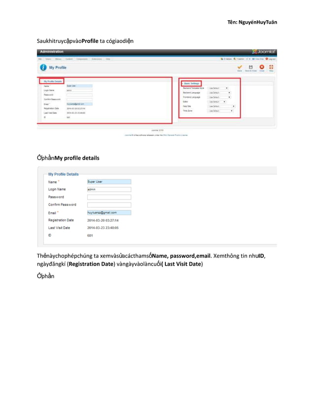 Tìm hiểu profile & message trong joomla | DOCX