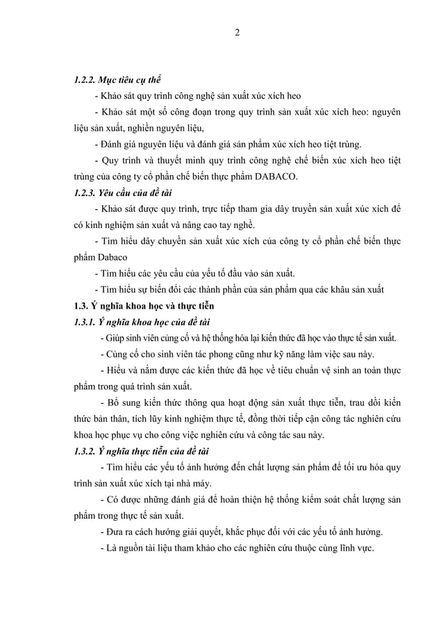 Tìm hiểu quy trình công nghệ sản xuất xúc xích heo tiệt trùng tại công ty cổ phần chế biến thực ...