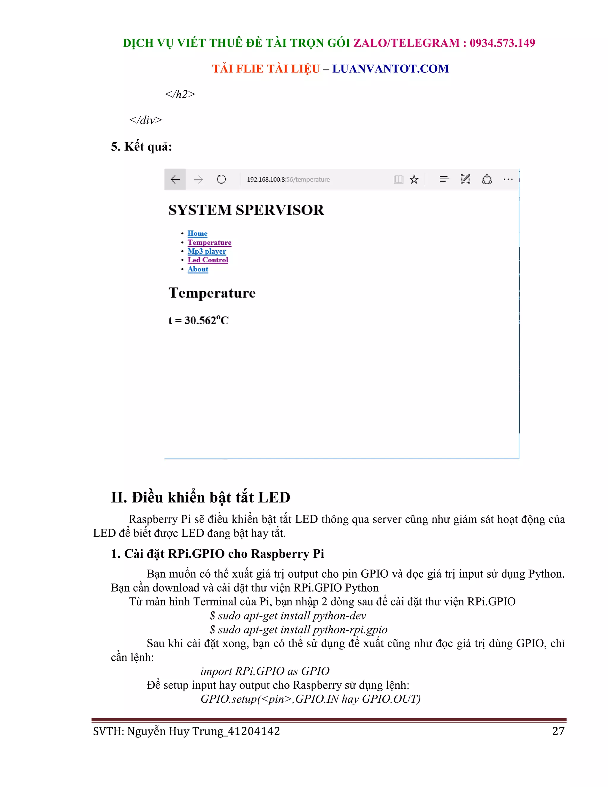 Tìm hiêu về Raspberry Pi và ứng dụng làm Websever dùng giám sát và điều khiển thiết bị.docx