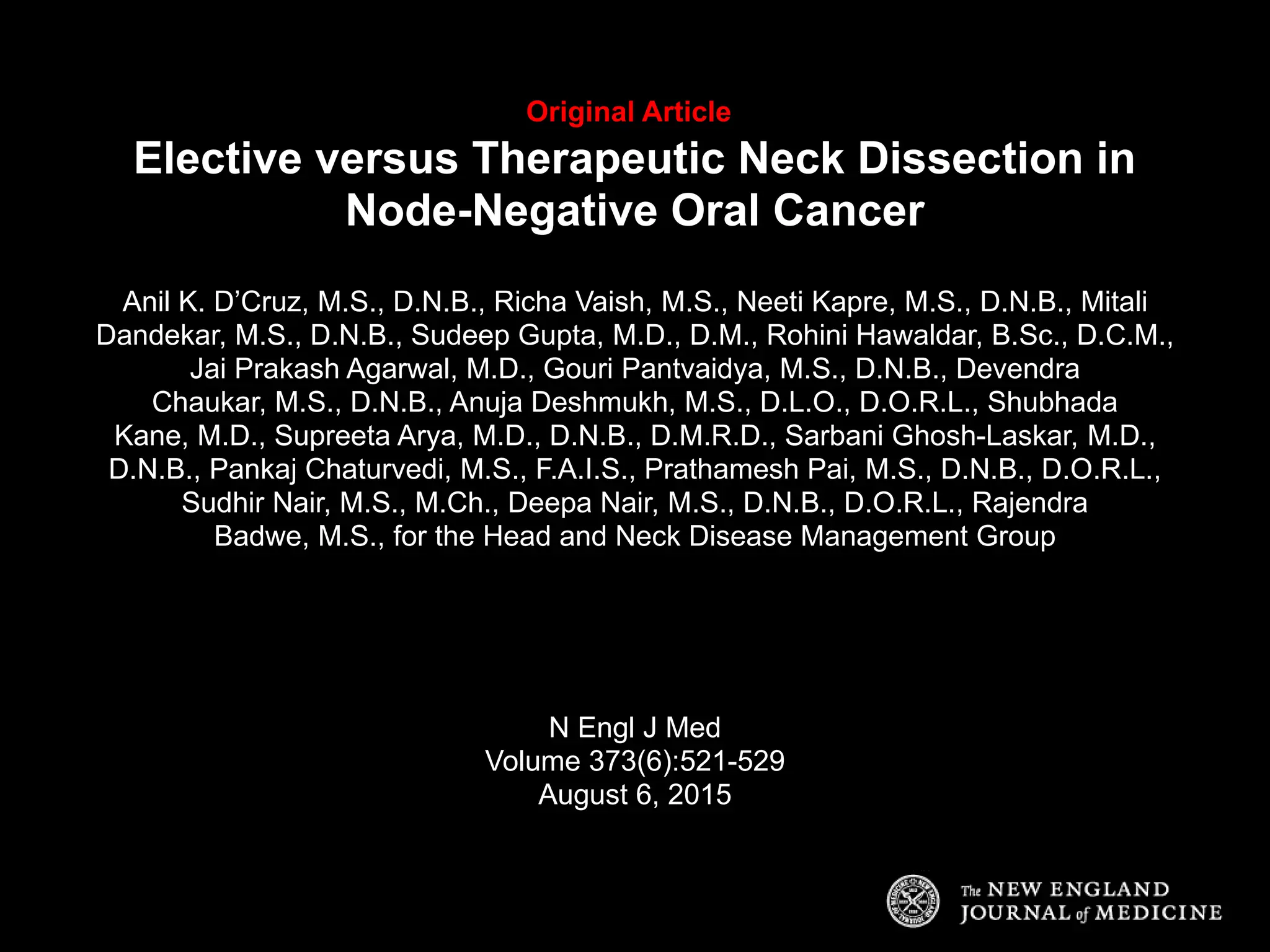 Tmh research article neck node management of early tongue cancer | PPTX