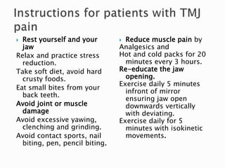 Tmj pain dysfunction syndrome | PPTX
