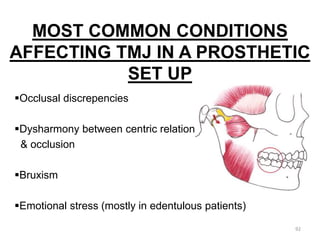 Tmj and prosthodontic implications | PPTX
