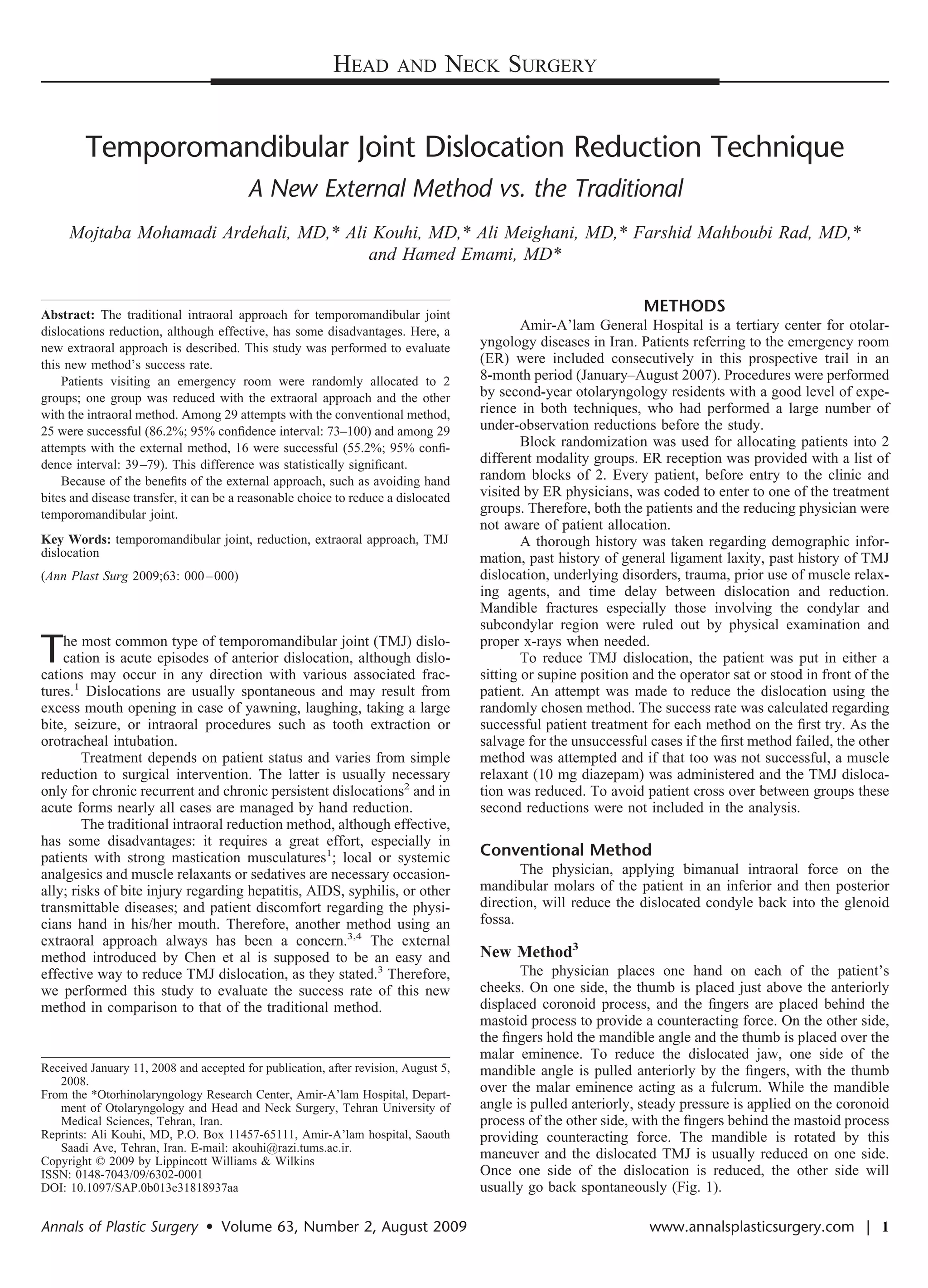 Tmj dislocation | PDF