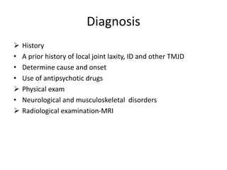 Clinical features,presentation,clinical and surgical management of TMJ ...