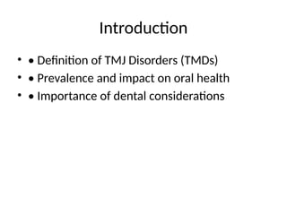 Temporo Mandibular Joint Disorders Presentation | PPT