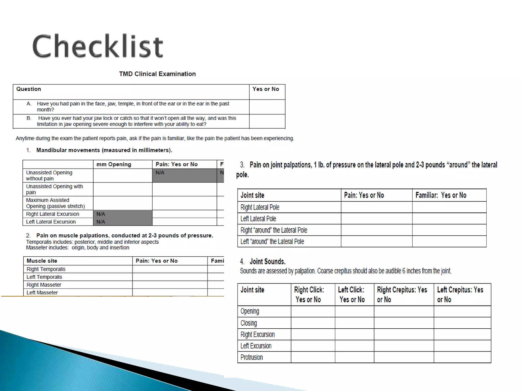 Tm j examination | PPTX