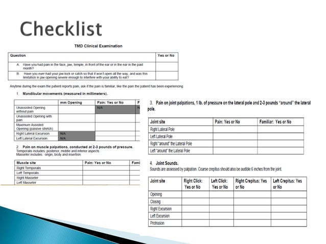 Tm j examination | PPTX | Bone and Joint Conditions | Diseases and ...