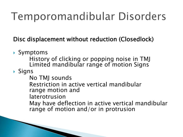 Tm j examination | PPTX | Bone and Joint Conditions | Diseases and ...