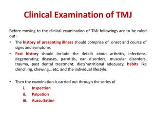 Tmj examination & imaging | PPTX