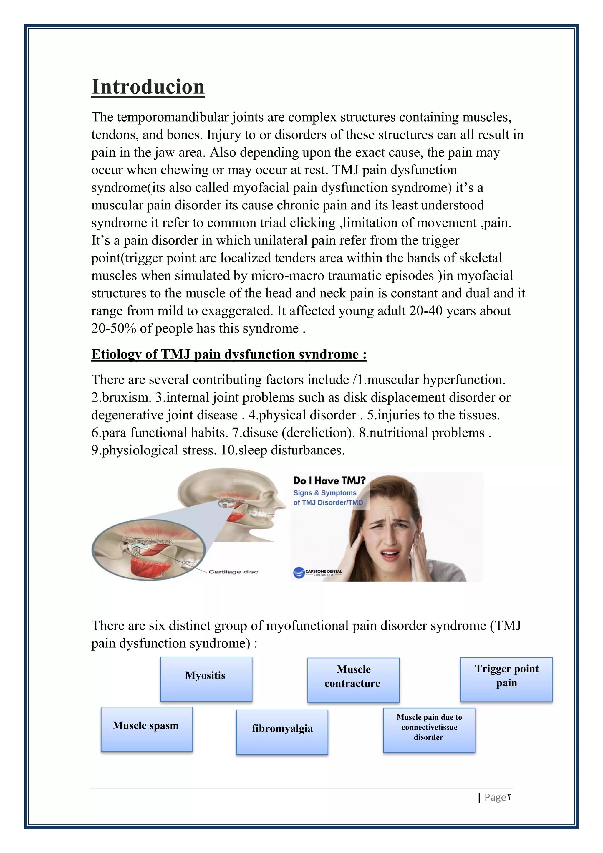 Tmj pain dysfunction syndrome ( oral medicine ) | PDF