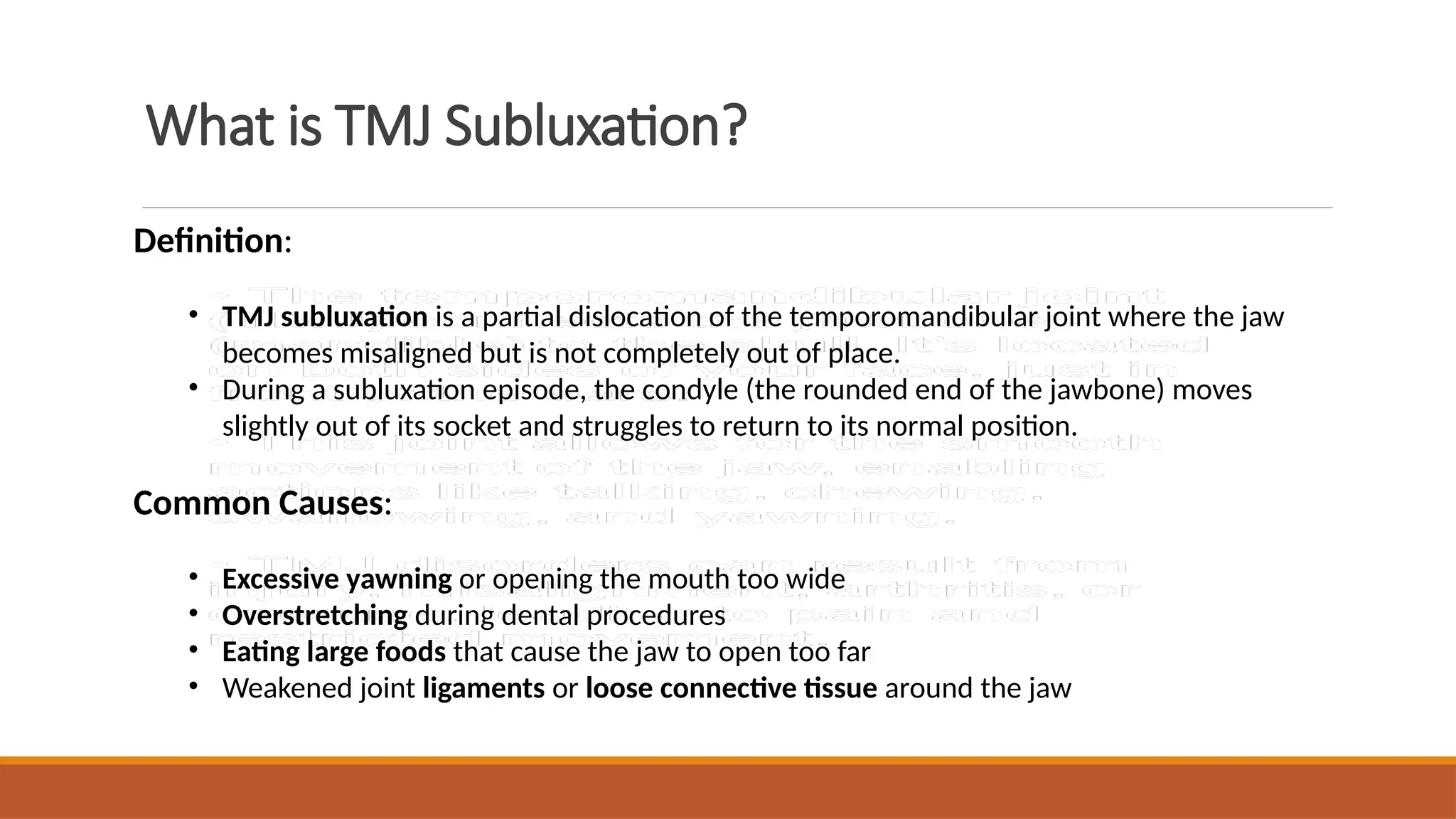 Difference between TMJ subluxation and dislocation. pptx | PPTX
