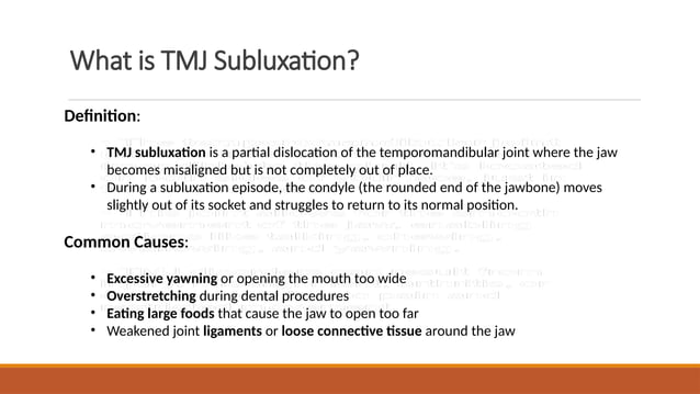 Difference between TMJ subluxation and dislocation. pptx | PPTX