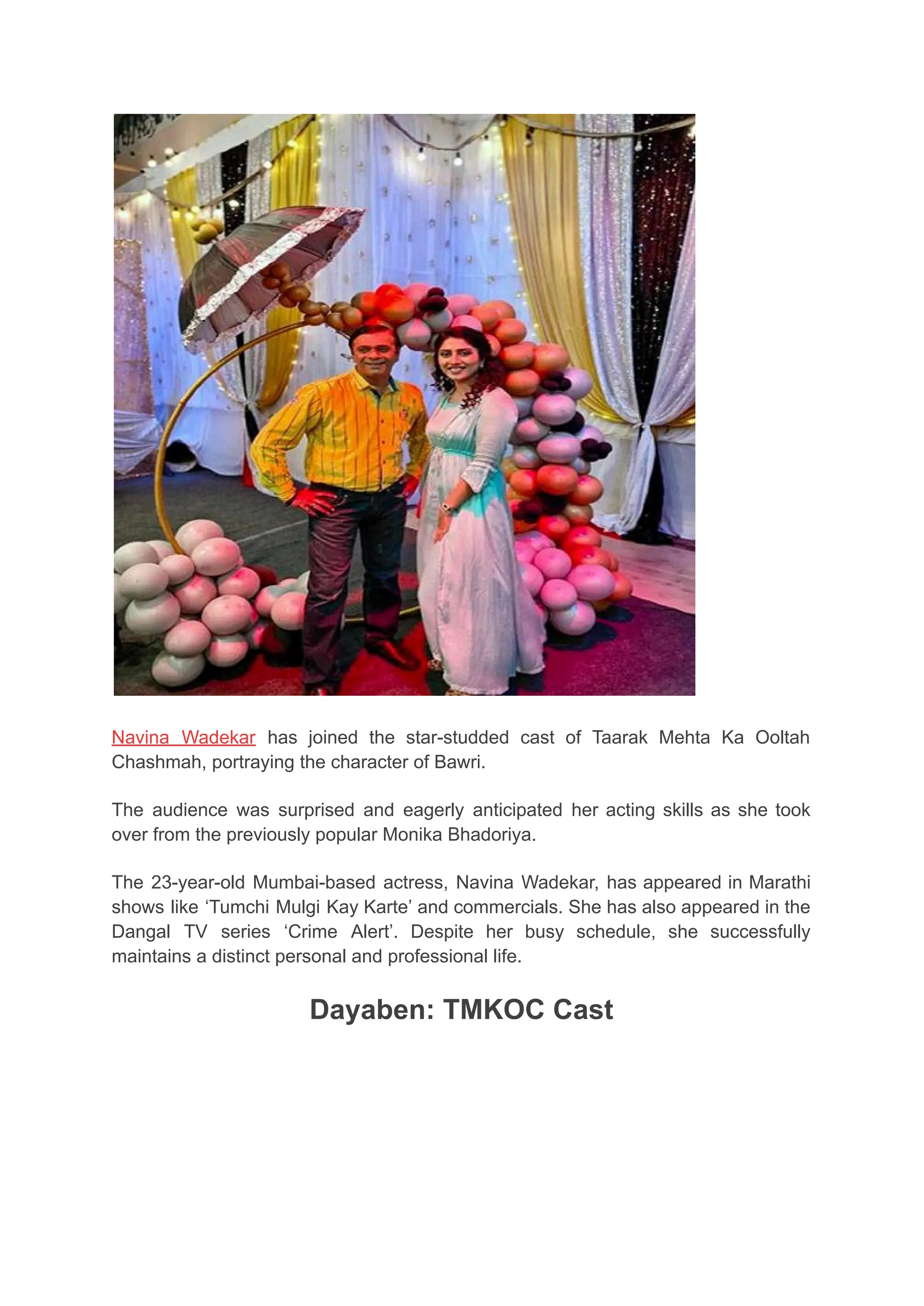 TMKOC Cast A List Of Current Actors Who Are Part Of The Show.pdf