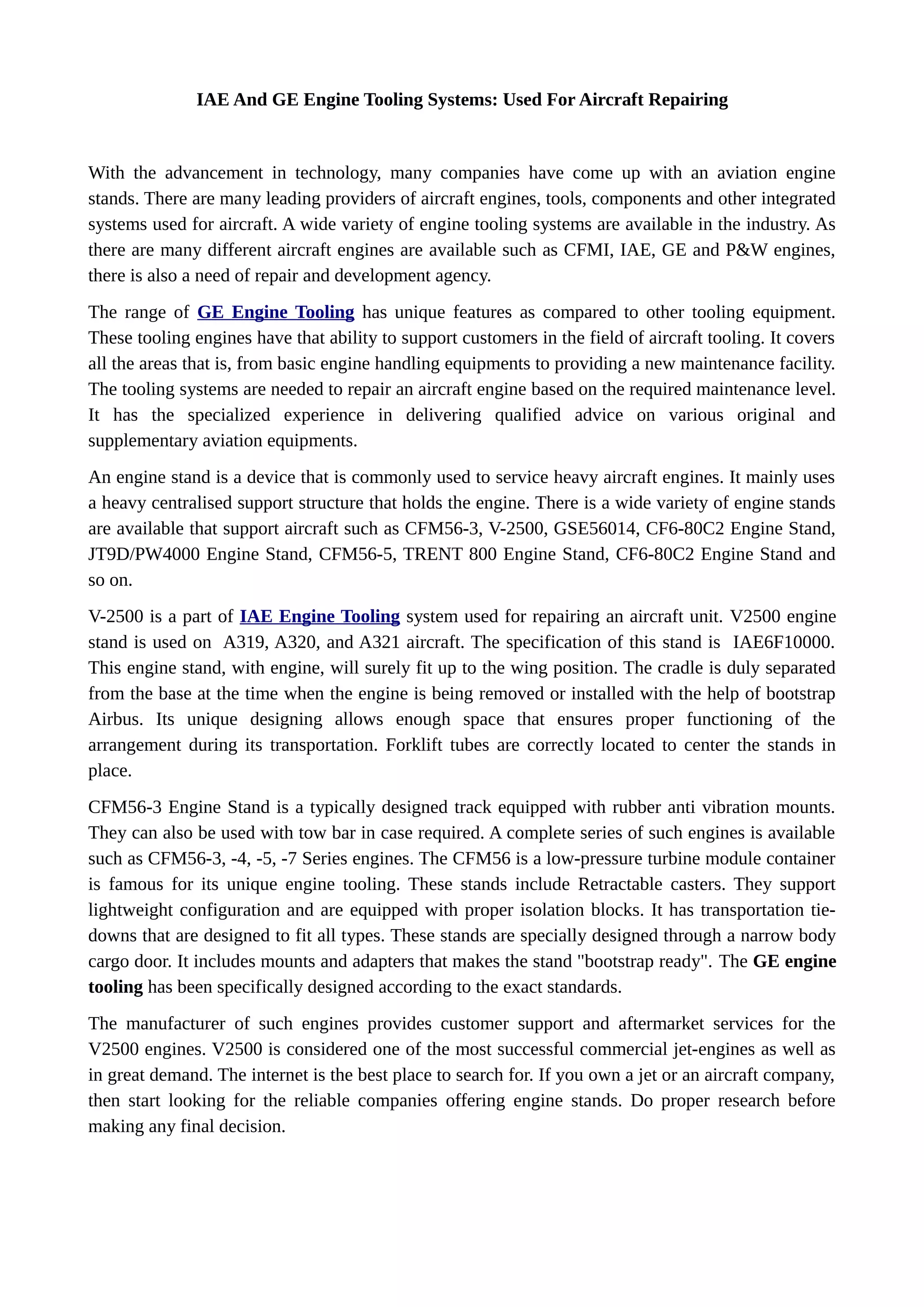 Ge Engine Tooling | DOC