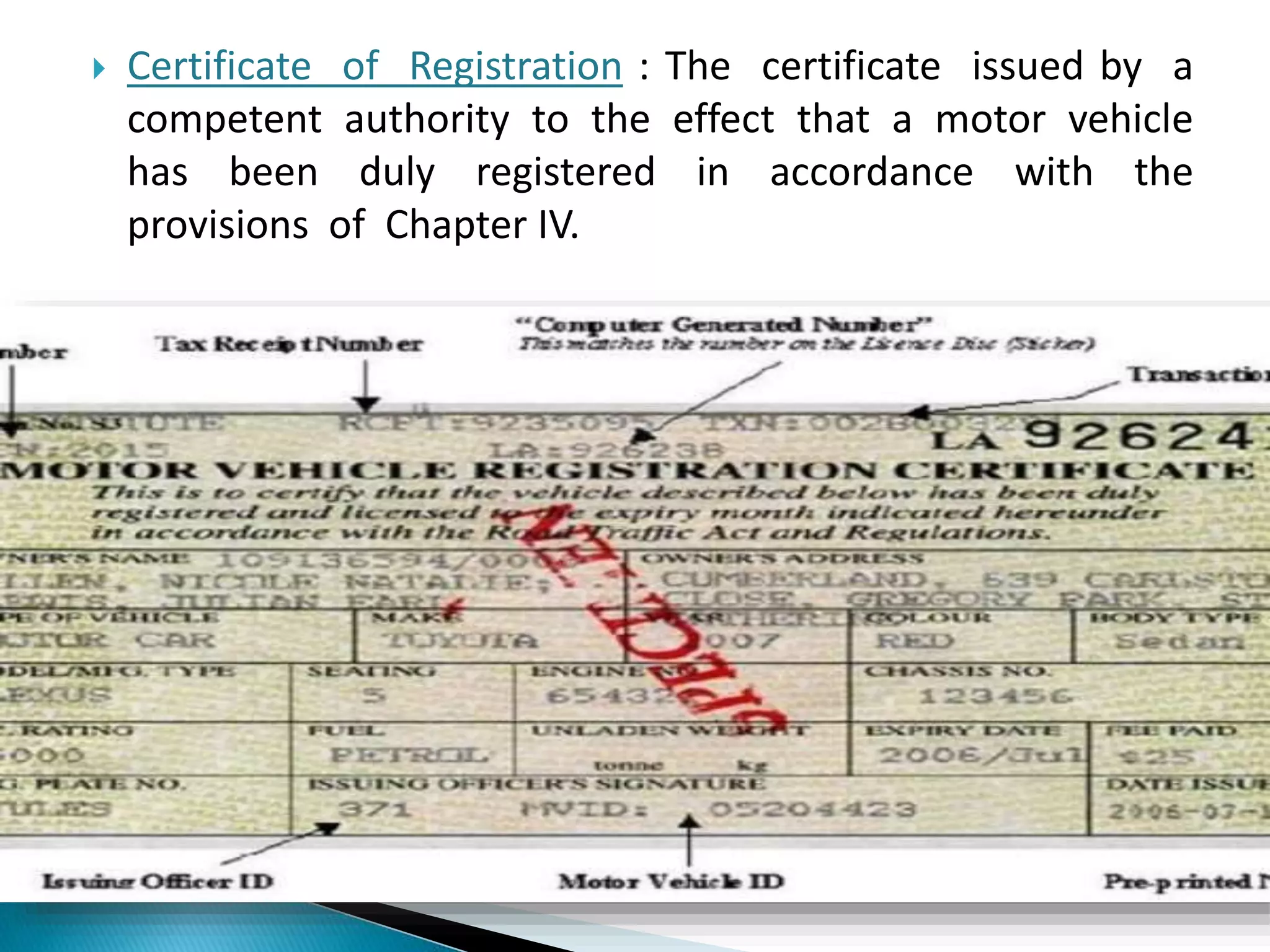 Motor Vehicle Act Definitions | PPTX