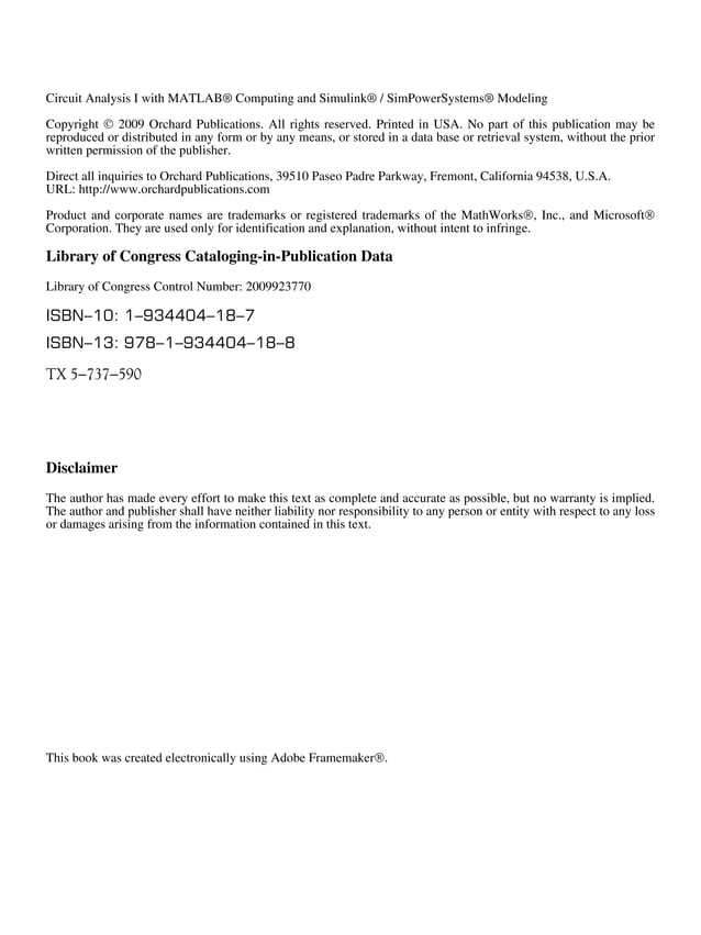 Circuit Analysis With Matlab Computing And Simulink Modeling Pdf