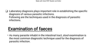 Lab diagnosis of parasite play important role in establishment the ...