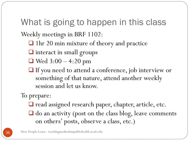 TMPH Fa14 Week 1: How People Learn | PPT