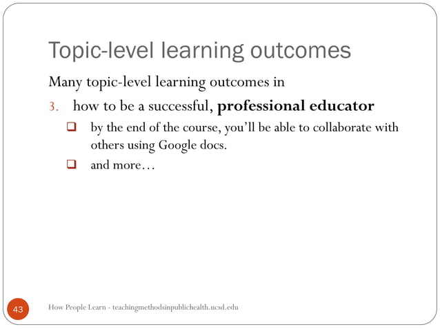 TMPH Fa14 Week 1: How People Learn | PPT