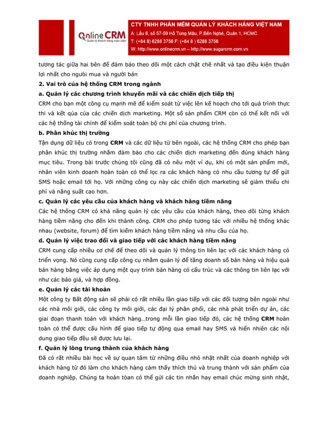 Tầm quan trọng của crm trong ngành bất động sản | PDF | Free Download