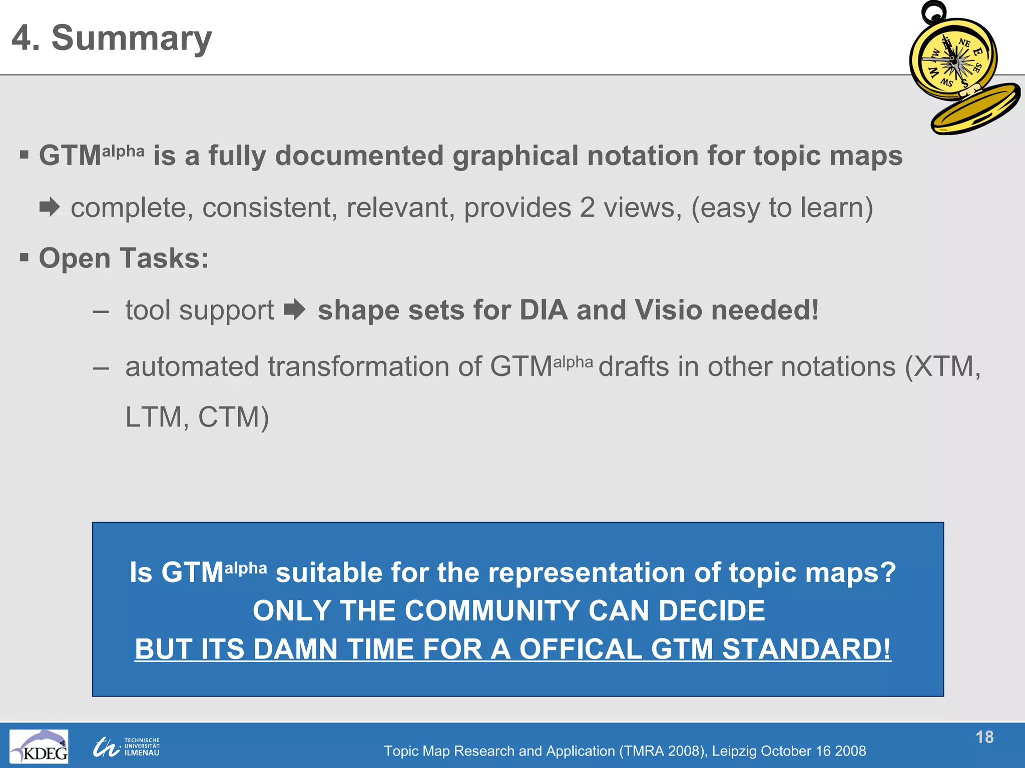 GTMalpha a graphical notation for Topic Maps - TMRA08 | PPT