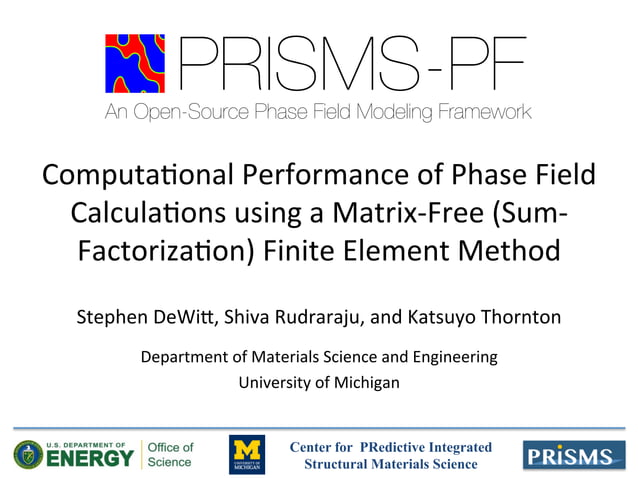 Computational Performance of Phase Field Calculations using a Matrix-Free (Sum-Factorization ...