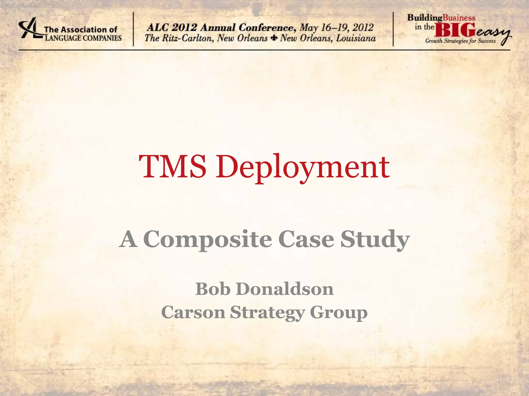 TMS Deployment (ALC12) | PPT
