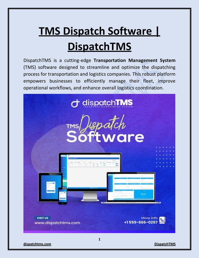 TMS Dispatch Software - DispatchTMS | PDF | Logistics | Business