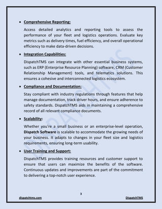 TMS Dispatch Software - DispatchTMS | PDF | Logistics | Business